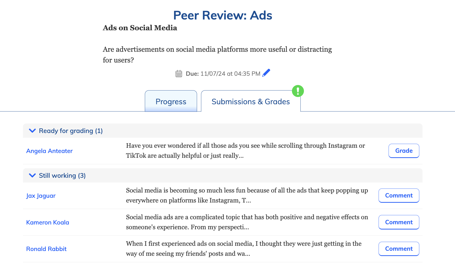 How to View and Grade a Peer Review – NoRedInk Help Center