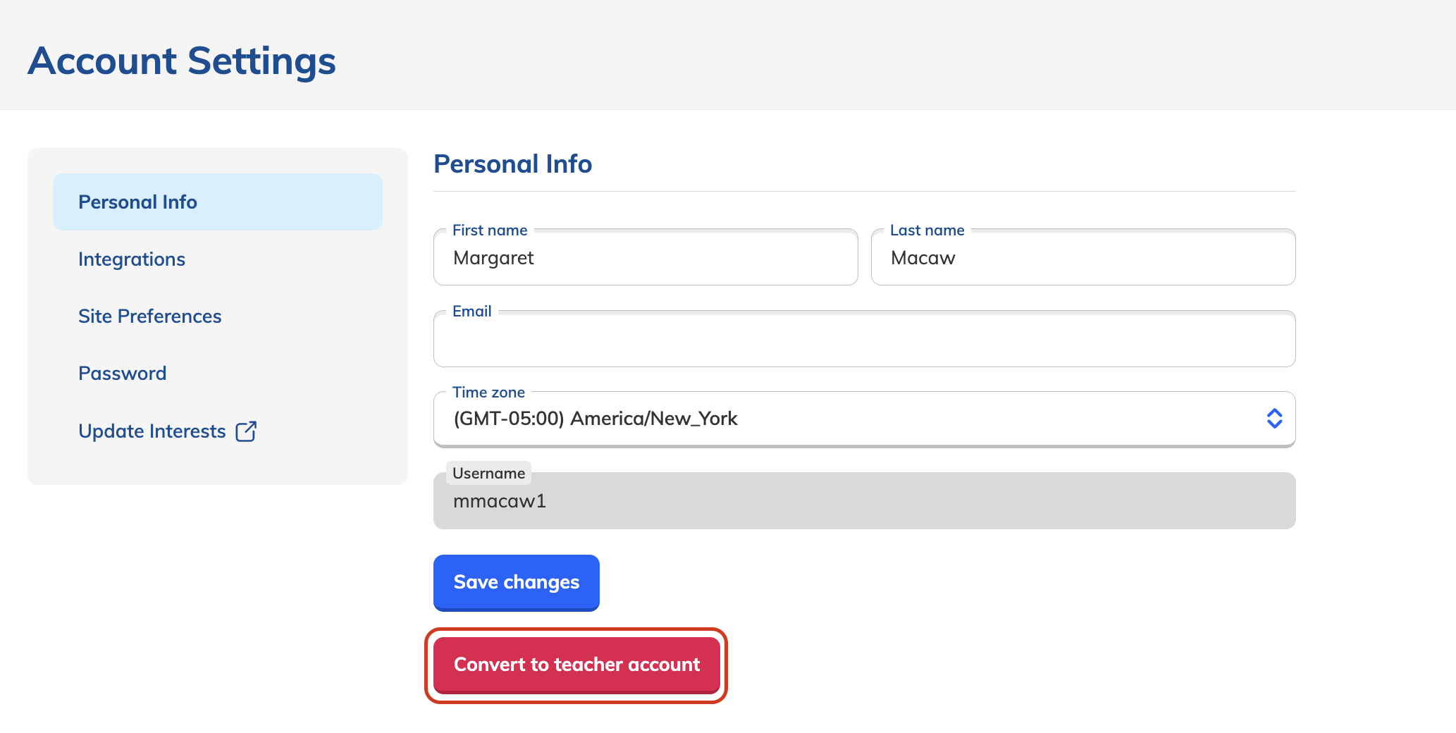 How to Change a Student Account to a Teacher Account – NoRedInk Help Center