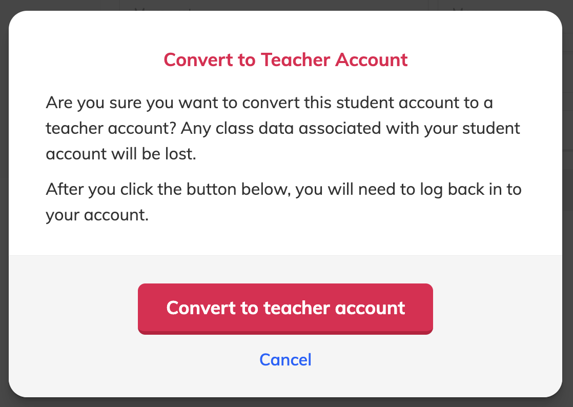 How to Change a Student Account to a Teacher Account – NoRedInk Help Center