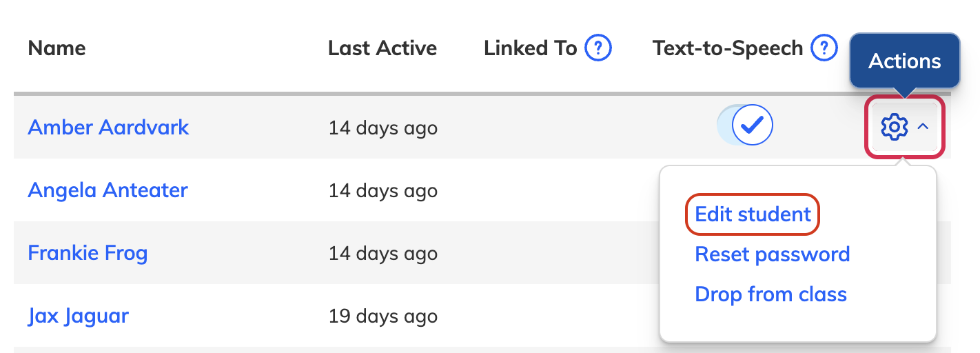 Edit a Student's Information – NoRedInk Help Center