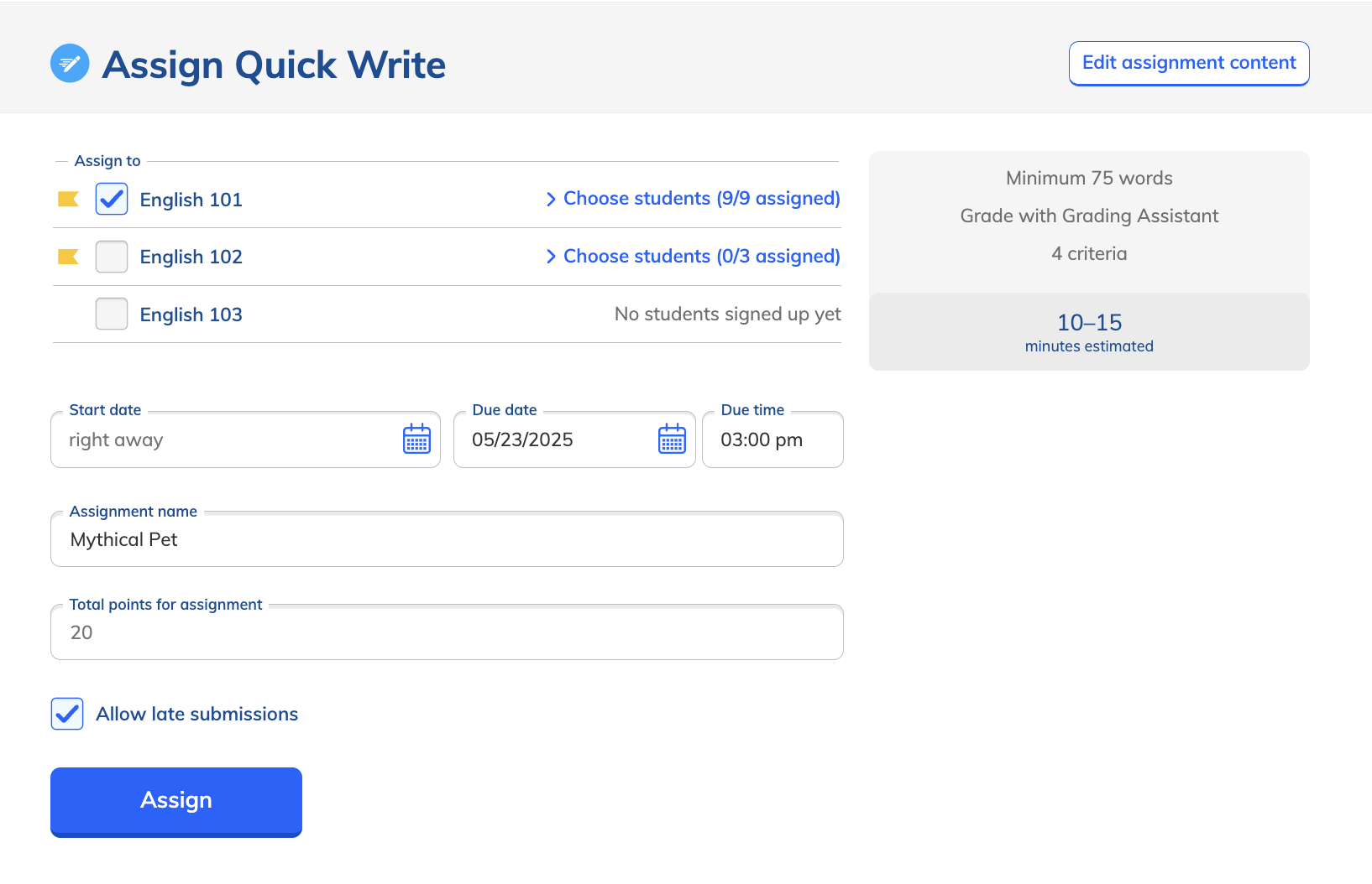 How to Create and Assign a Grading Assistant-Linked Assignment ...