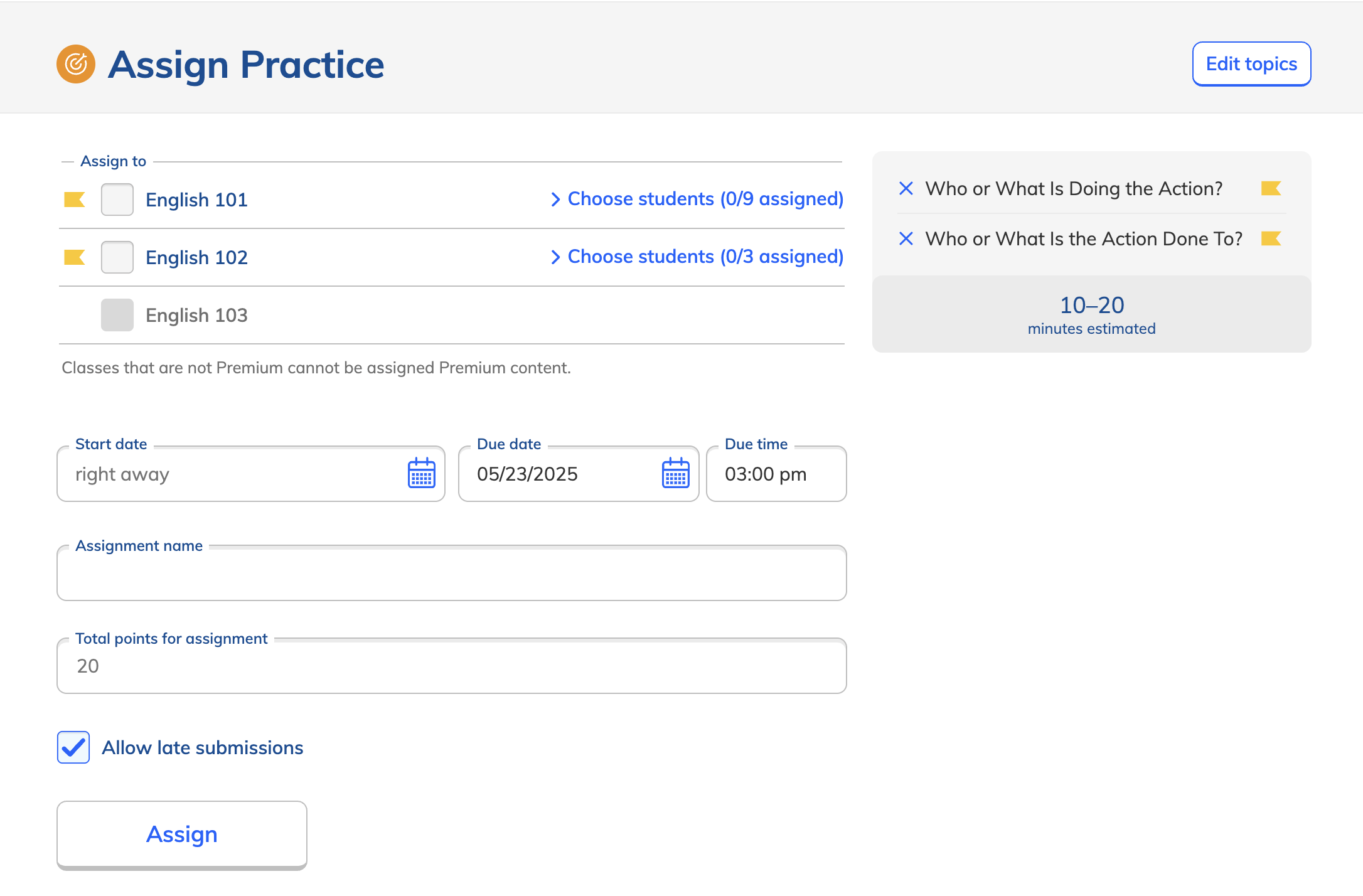 How to Create and Assign a Practice – NoRedInk Help Center