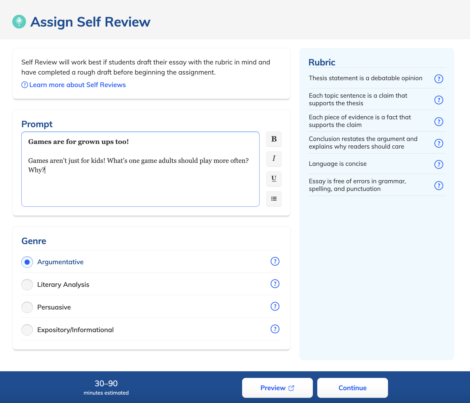 How to Create and Assign a Self Review – NoRedInk Help Center