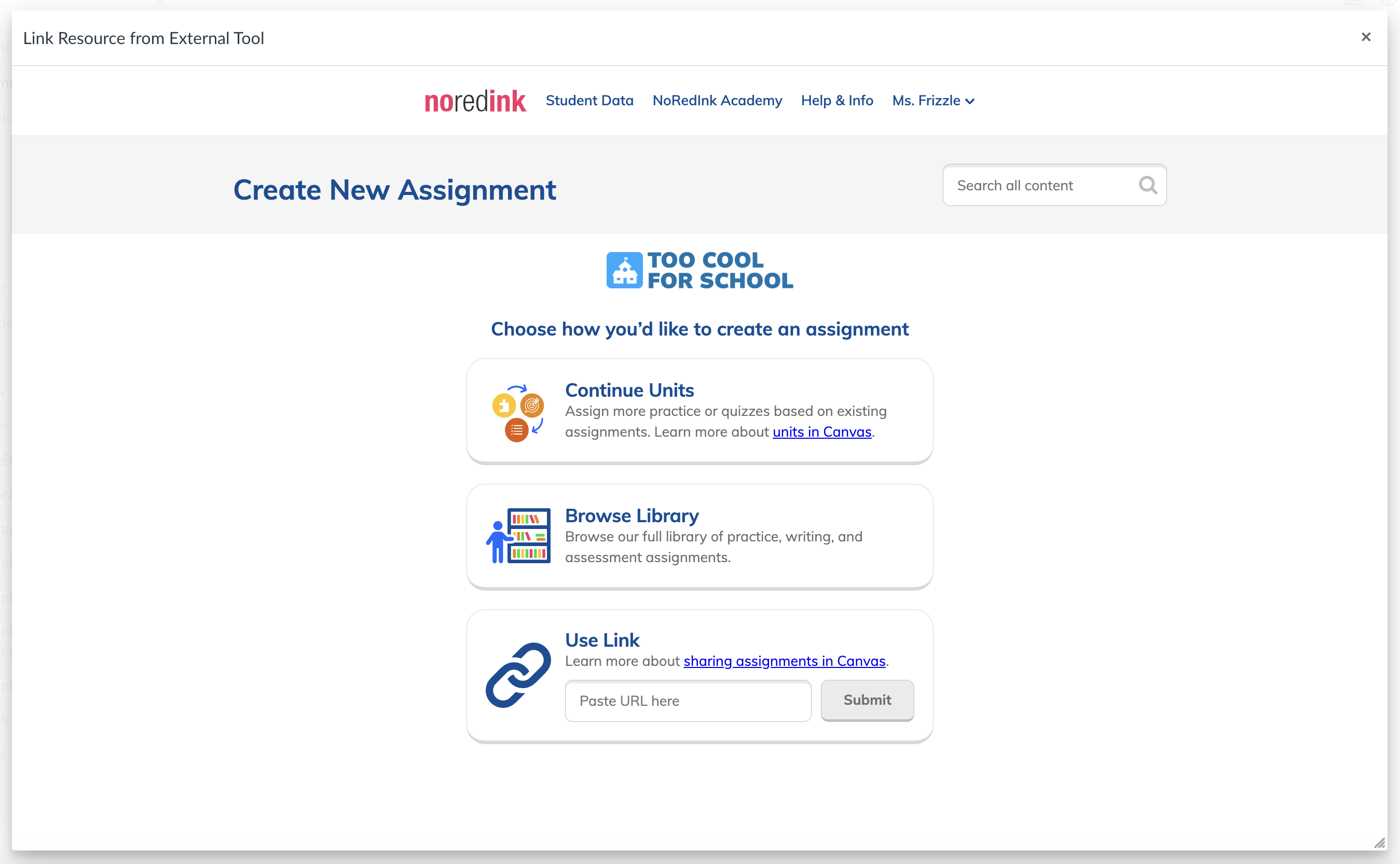 How to Create a NoRedInk Assignment in Canvas – NoRedInk Help Center