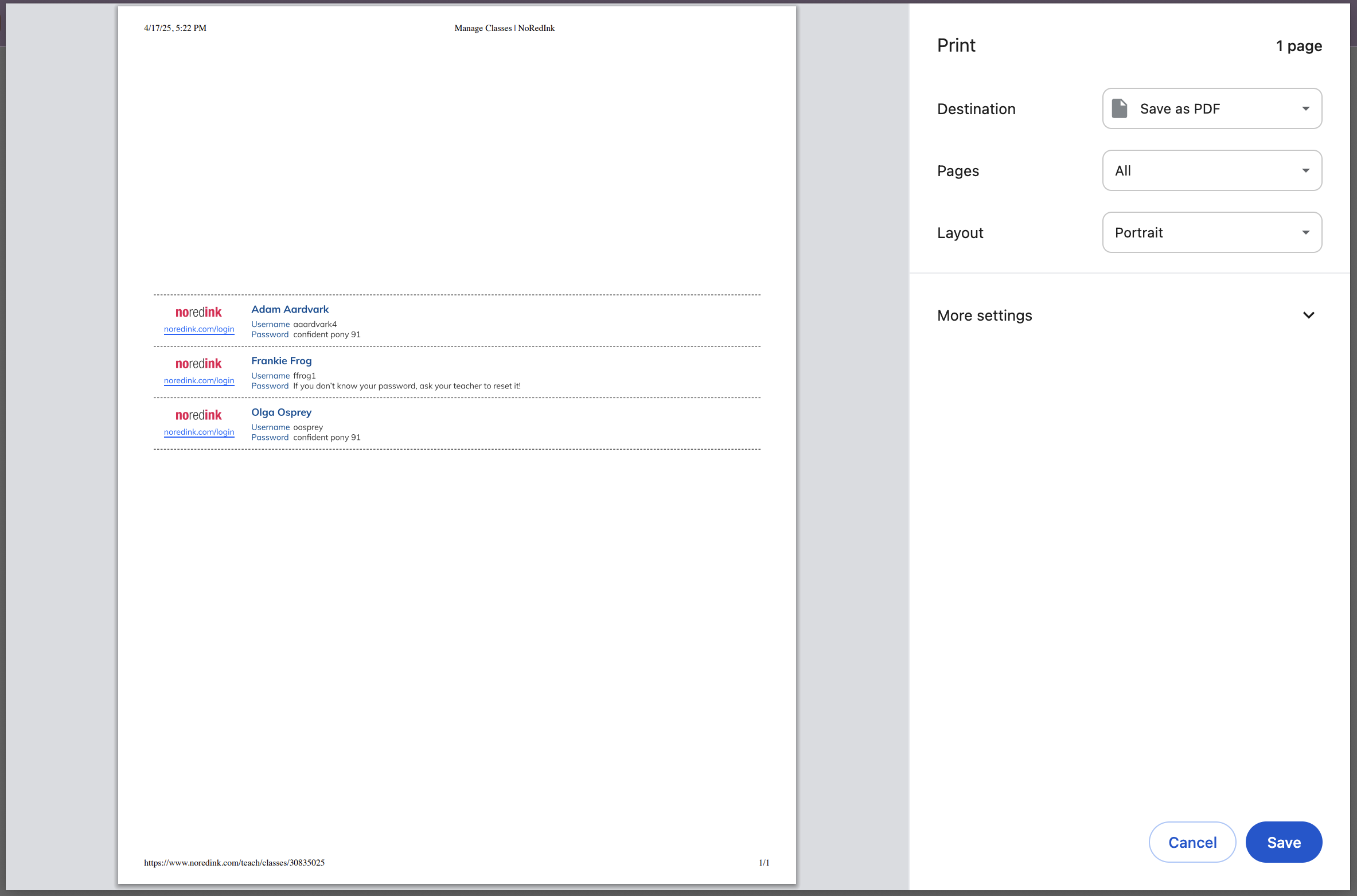 How to Access and Print Student Login Cards – NoRedInk Help Center