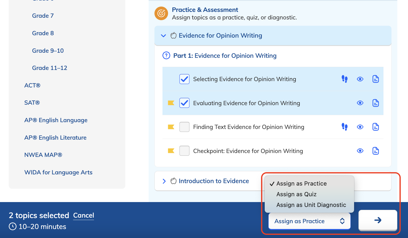Creating Standards-Aligned Assignments in NoRedInk – NoRedInk Help Center