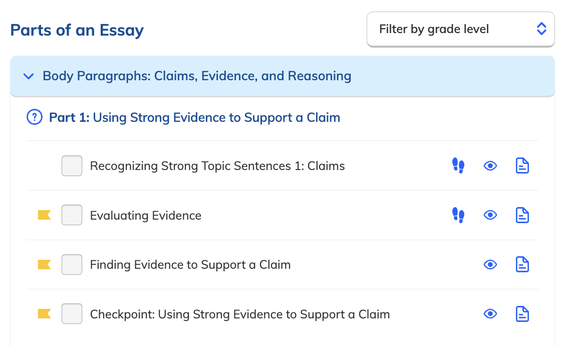 Show Students Lessons and Sample Questions – NoRedInk Help Center
