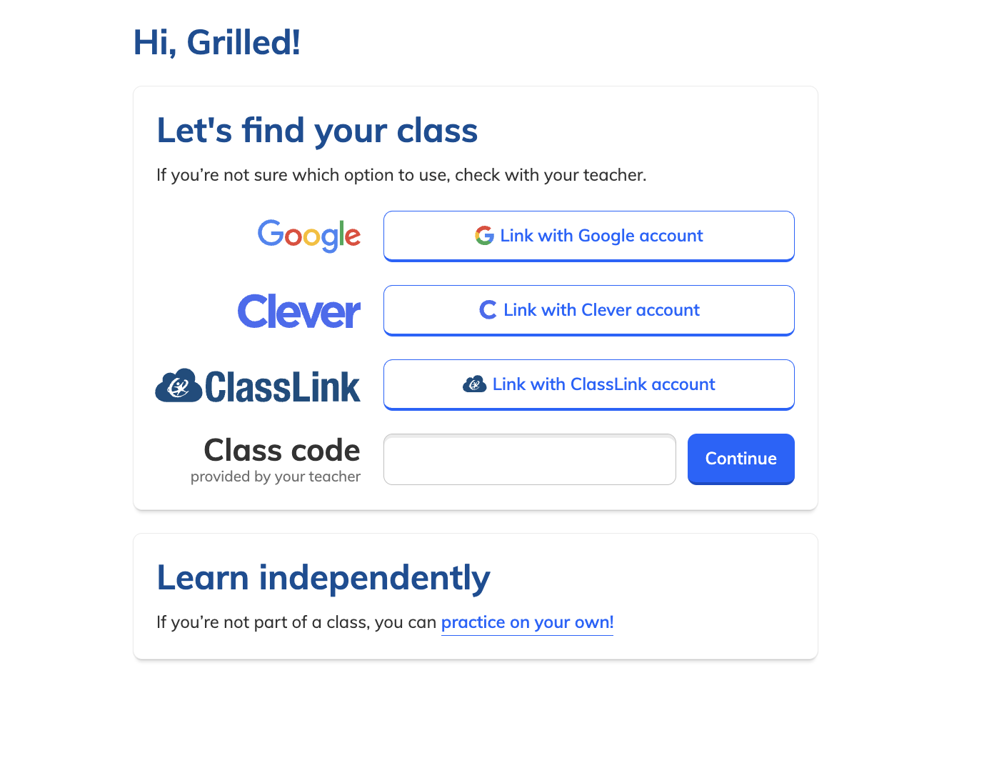 Join a Class with a Class Code – NoRedInk Help Center